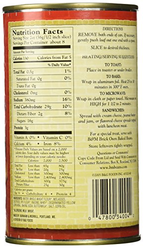 B&M Brown Bread, Raisins, 16 Ounce