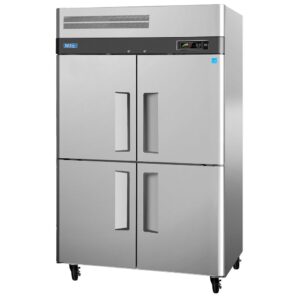 turbo air m3f47-4-n commercial kitchen upright freezer, self cleaning, led lighting, self-diagnostic system, smart defrost (2) split door (42.1 cu. ft)