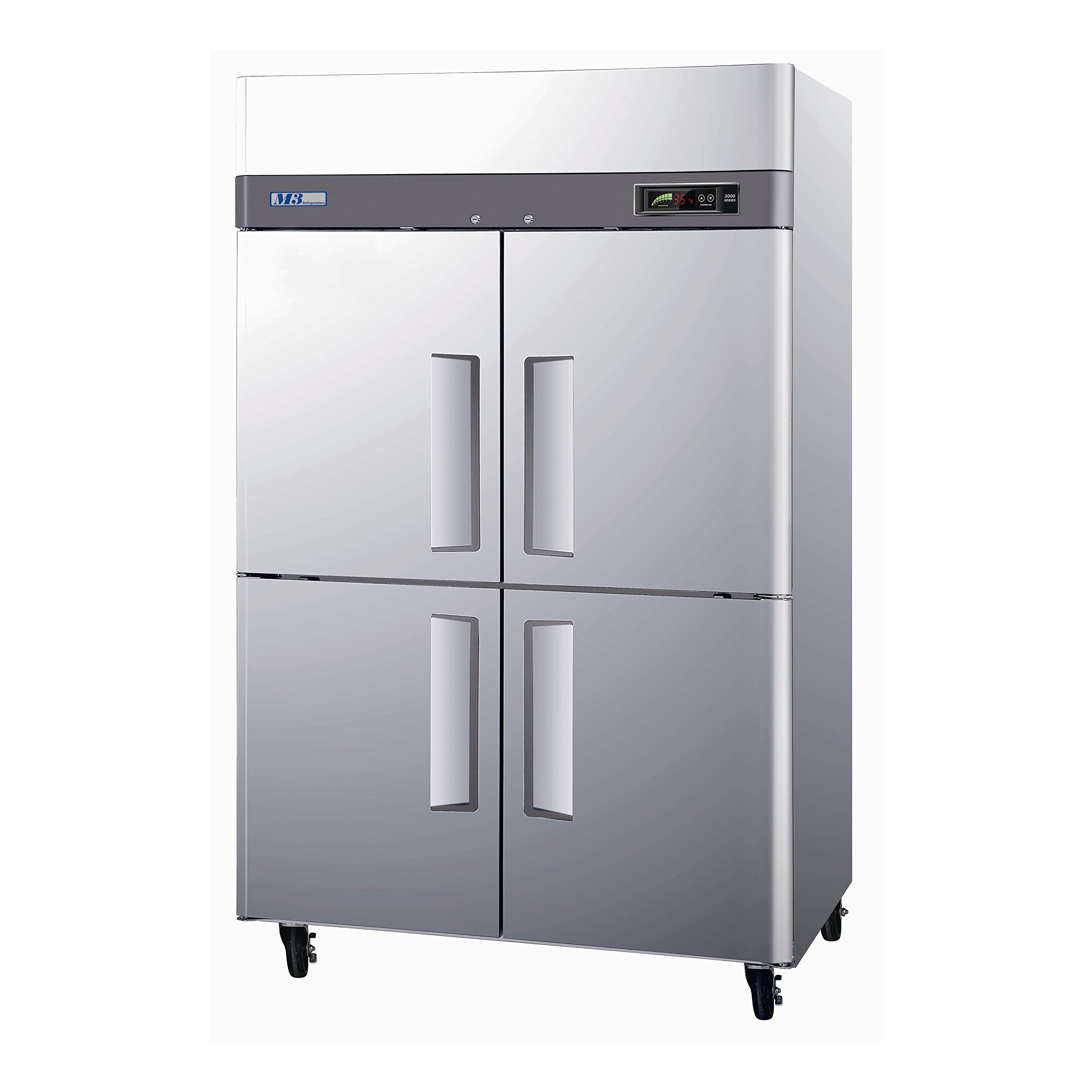 Turbo Air M3F47-4-N commercial kitchen upright freezer, self cleaning, LED lighting, self-diagnostic system, smart defrost (2) Split Door (42.1 Cu. Ft)