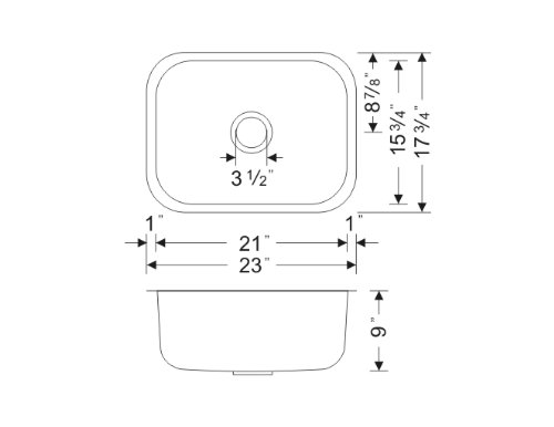 Wells Sinkware CMU2318-9 Craftsmen Series Stainless Steel Kitchen Sink, 23" 18 Gauge, Brushed Matte Finish