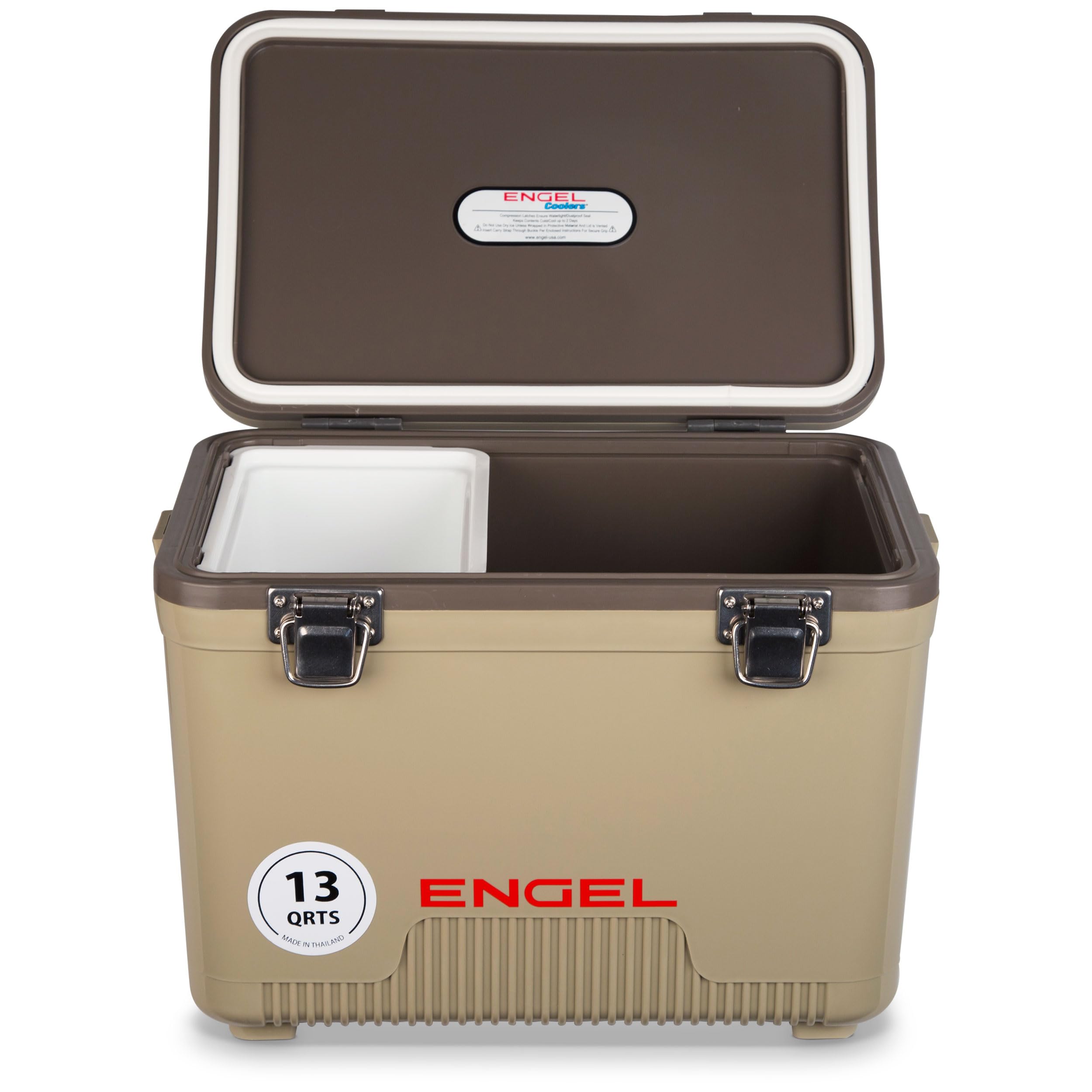 Engel UC13 13qt Leak-Proof, Air Tight, Drybox Cooler and Small Hard Shell Lunchbox for Men and Women in Tan