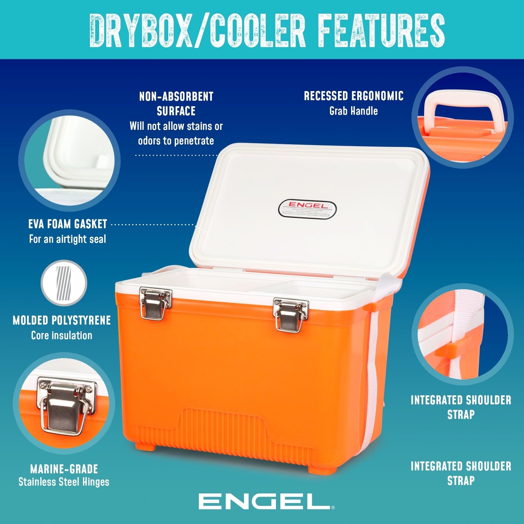 Engel UC13 13qt Leak-Proof, Air Tight, Drybox Cooler and Small Hard Shell Lunchbox for Men and Women in Tan