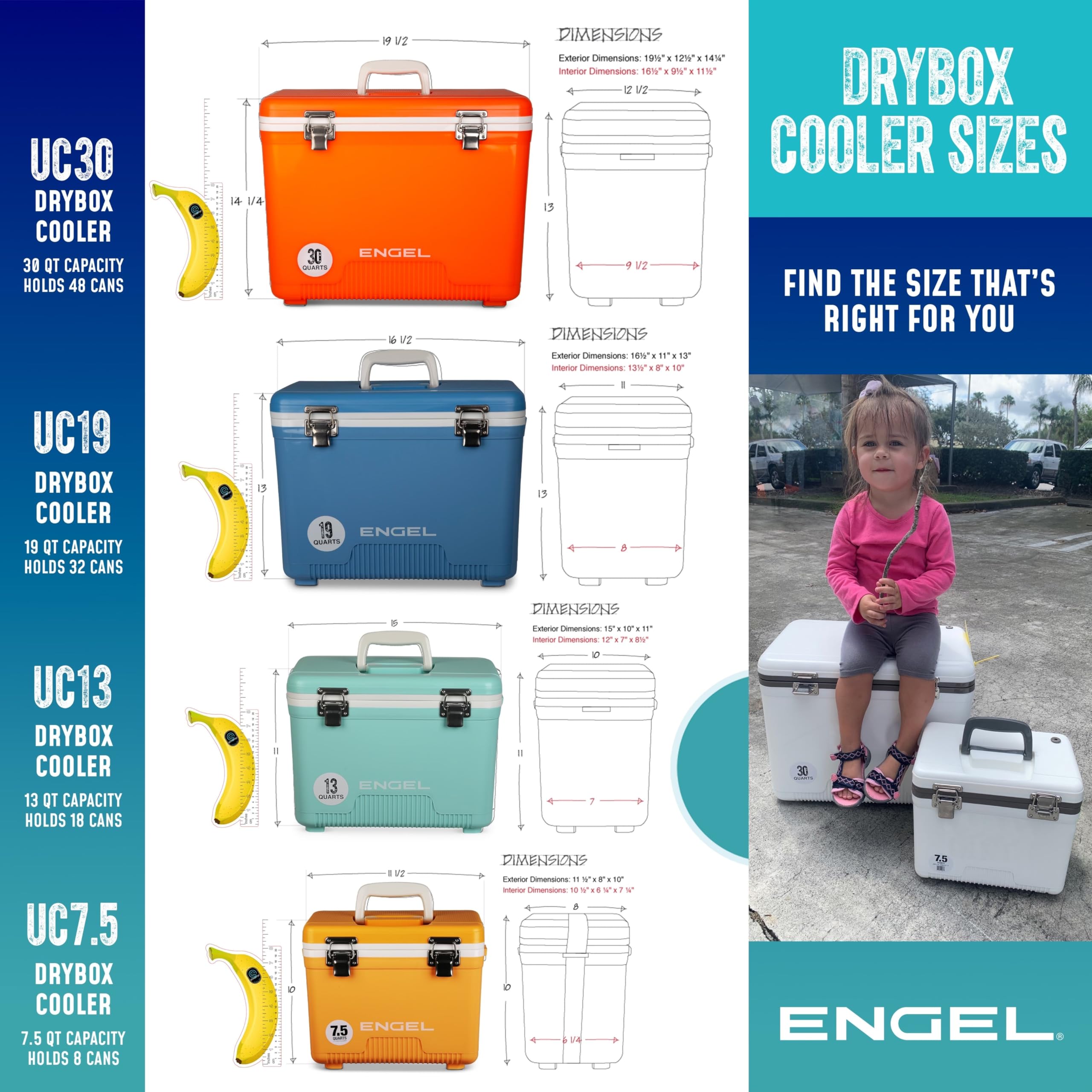 Engel UC13 13qt Leak-Proof, Air Tight, Drybox Cooler and Small Hard Shell Lunchbox for Men and Women in Tan