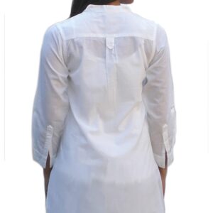 Ayurvastram BIBAA Pure Cotton Shirt Tunic Top Kurti Blouse; White: Sz 10