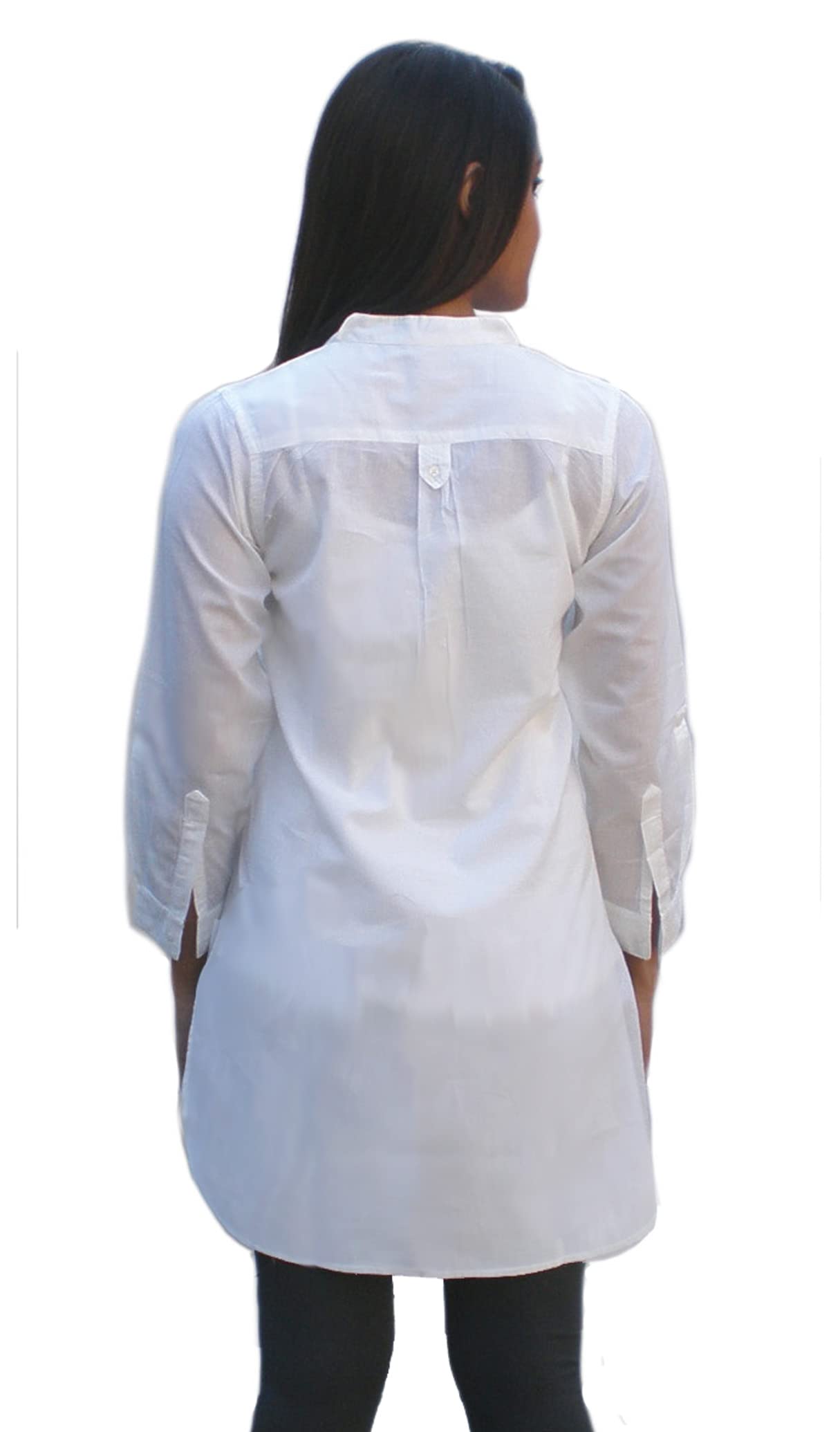 Ayurvastram BIBAA Pure Cotton Shirt Tunic Top Kurti Blouse; White: Sz 10