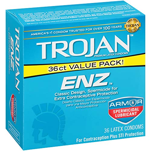 Trojan ENZ Armor Spermicidal Lubricated Condoms - 36 Count