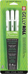 sakura - 37488 gelly roll classic 08 (medium pt.) 3 pack pen, white