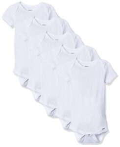 gerber baby 5-pack solid onesies bodysuits, white, 3-6 months