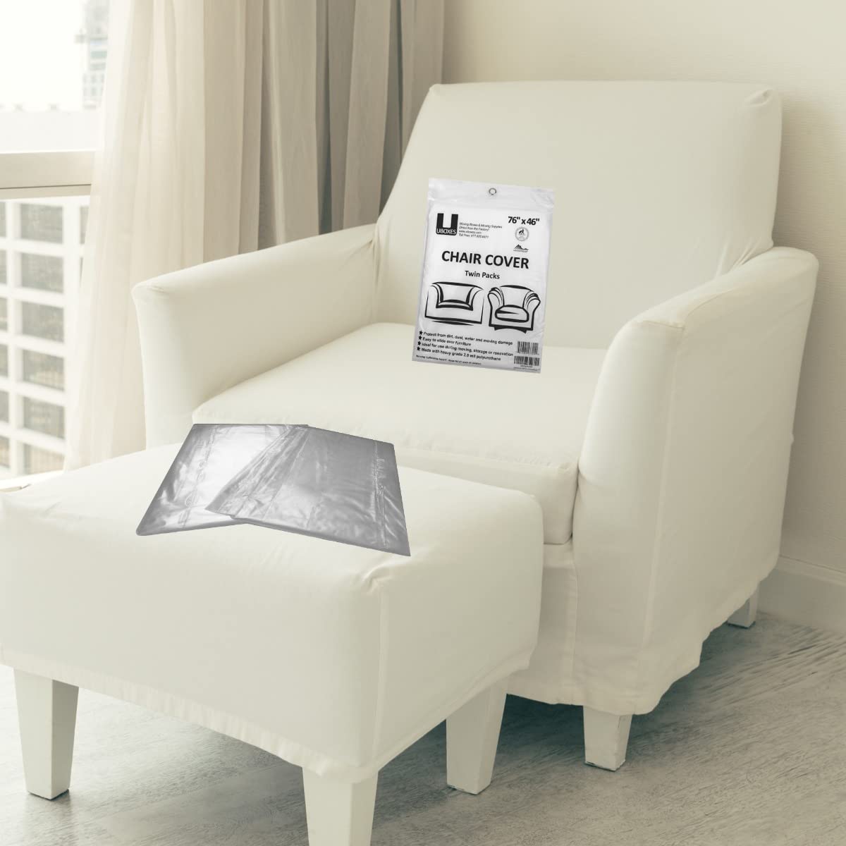 Uboxes Set of 2 (72x46) Chair Covers 2 MIL Heavy Duty Polyethylene to Protect Items from Dust Dirt and Spills