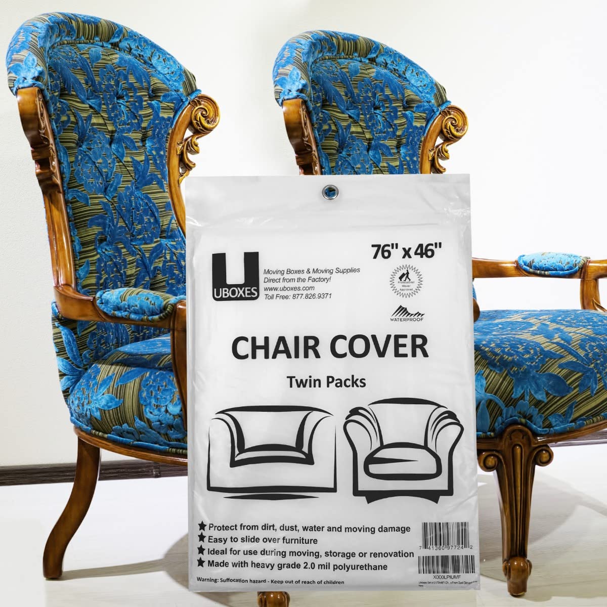 Uboxes Set of 2 (72x46) Chair Covers 2 MIL Heavy Duty Polyethylene to Protect Items from Dust Dirt and Spills