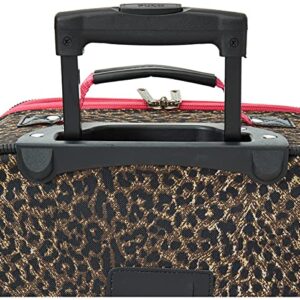 Rockland Fashion Softside Upright Luggage Set, Expandable,Lightweight,Telescopic Handle,Wheel, Pink Leopard, 2-Piece (14/19)