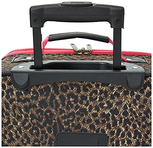 Rockland Fashion Softside Upright Luggage Set, Expandable,Lightweight,Telescopic Handle,Wheel, Pink Leopard, 2-Piece (14/19)