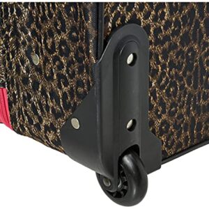 Rockland Fashion Softside Upright Luggage Set, Expandable,Lightweight,Telescopic Handle,Wheel, Pink Leopard, 2-Piece (14/19)