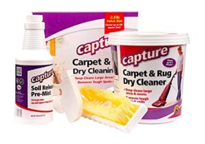 capture carpet total care kit 250 - home couch and upholstery, car rug, dogs & cats pet carpet cleaner solution - strength odor eliminator, stains spot remover, non liquid & no harsh chemical