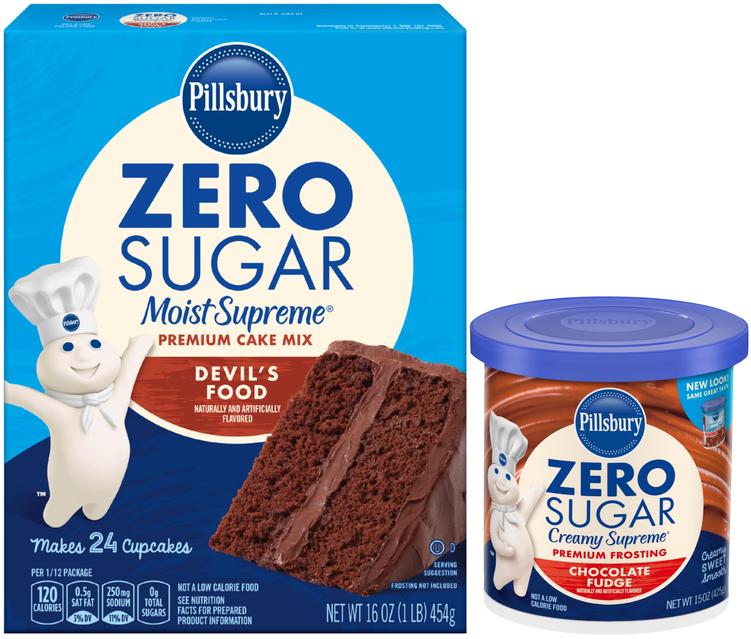 Pillsbury Moist Supreme Sugar Free Devil's Food Cake Mix, 16 Oz. And Pillsbury Creamy Sugar Free Frosting Chocolate Fudge, 16 Oz5