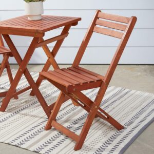 Vifah V1381 Outdoor Wood Folding Bistro Set with Square Table and Two Chairs