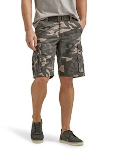 lee men's dungarees belted wyoming cargo short, ash camo, 32