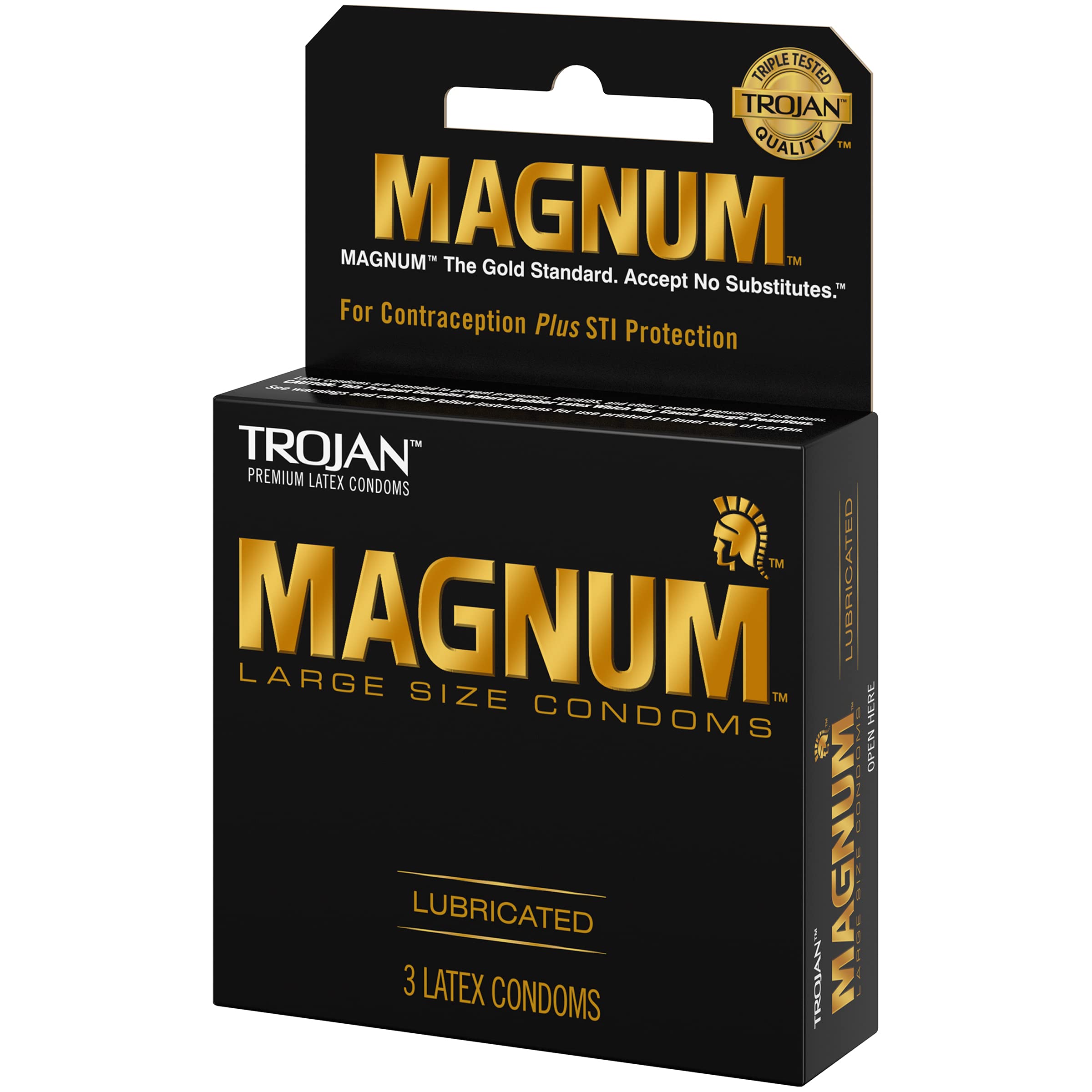 Trojan Magnum Lubricated Latex Condoms-3 ct (Quantity of 6)