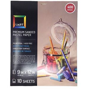 UART Sanded Pastel Paper M-148931 9-Inch/12-Inch No.400 Grade Paper, 10-Pack