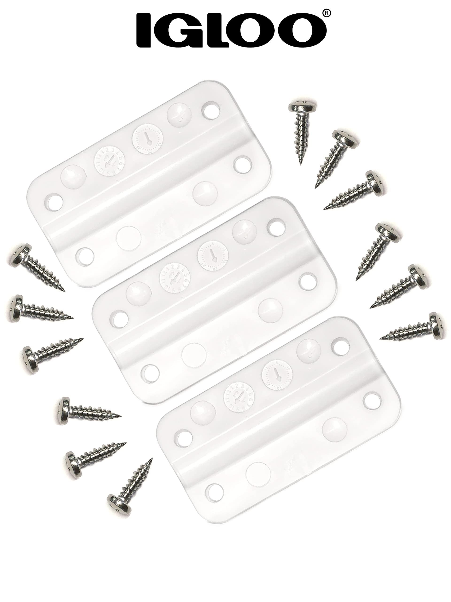 Igloo Cooler Plastic Hinges for Ice Chests (Set of 3), White, Standard Size, Contain UV Inhibitors