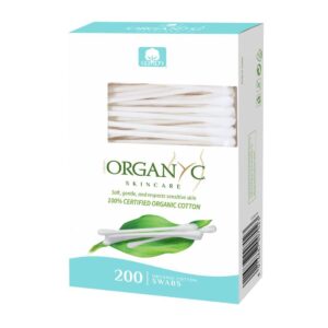 organyc 100% certified organic cotton swabs - no man-made materials, 200 count, white