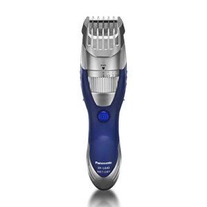 panasonic cordless men's beard trimmer with precision dial, adjustable 19 length setting, rechargeable battery, washable - er-gb40-s (blue)