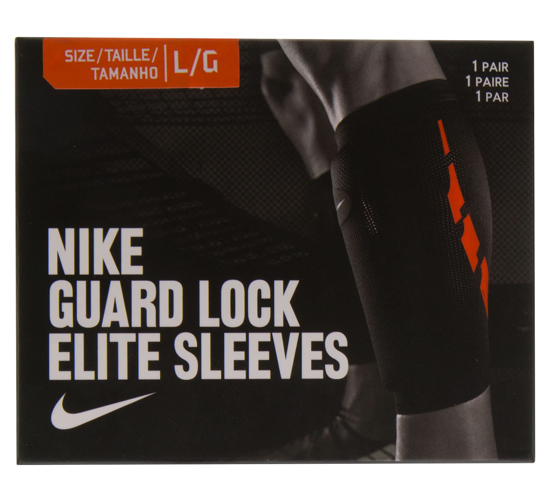 Nike Unisex's Guard Lock Elite Soccer Sleeves, White/Black/Black, S