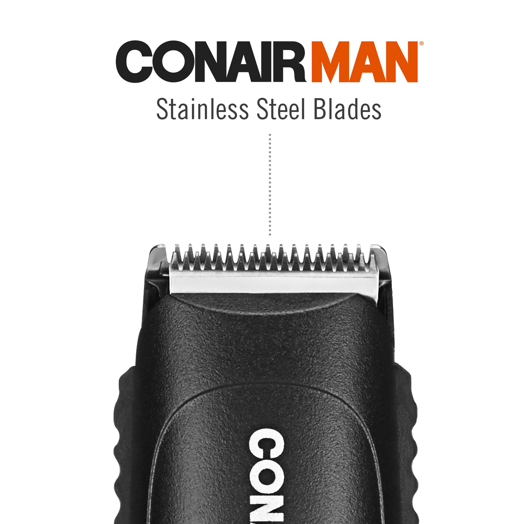 ConairMAN Beard Trimmer for Men, Includes Nose and Ear Trimmer and 5-Position Comb Attachments, 3 piece Men's Grooming Kit, Battery Operated