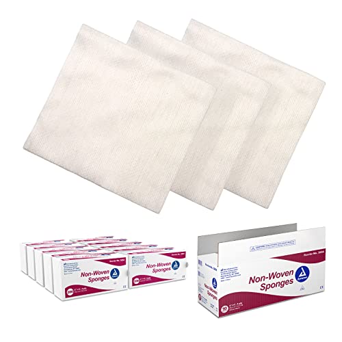 Dynarex Non-Woven Sponges, Non-Sterile, Gauze Sponges, Highly-Absorbent and with Less Linting, 4"x 4", 4 Ply, 1 Case of 2000 (10 Boxes of 200)