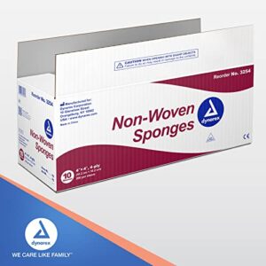 Dynarex Non-Woven Sponges, Non-Sterile, Gauze Sponges, Highly-Absorbent and with Less Linting, 4"x 4", 4 Ply, 1 Case of 2000 (10 Boxes of 200)