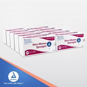 Dynarex Non-Woven Sponges, Non-Sterile, Gauze Sponges, Highly-Absorbent and with Less Linting, 4"x 4", 4 Ply, 1 Case of 2000 (10 Boxes of 200)