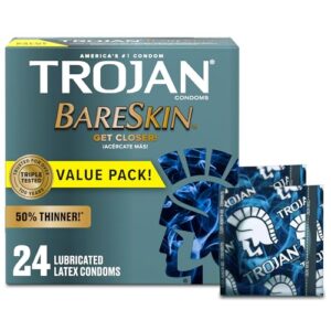 trojan bareskin thin premium lubricated condoms - 24 count