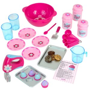 18 inch doll baking set of 23 pcs. fits american girl doll furniture, mini doll food cookware set | doll sized