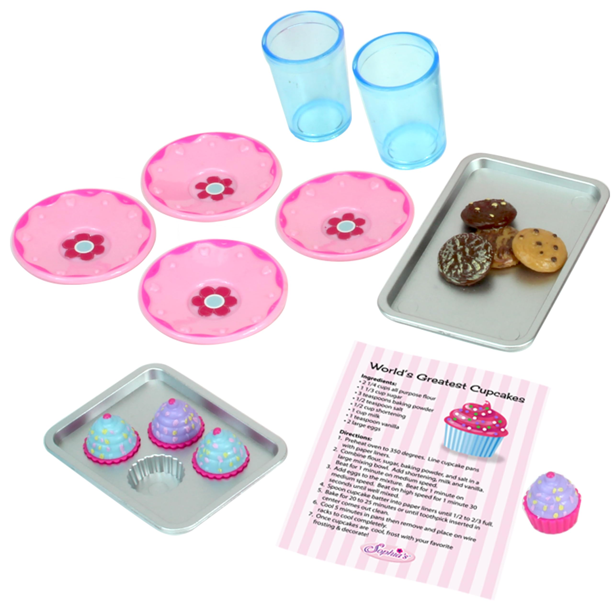 18 Inch Doll Baking Set of 23 Pcs. Fits American Girl Doll Furniture, Mini Doll Food Cookware Set | Doll Sized