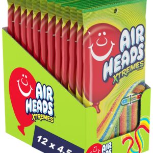 Airheads Xtremes Belts Sour Candy, Rainbow Berry, Non Melting, Bulk Party Bag, 4.5 oz (Pack of 12)