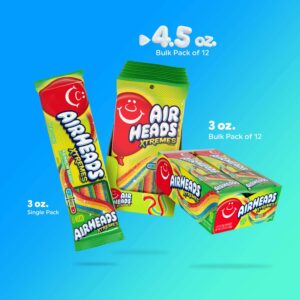 Airheads Xtremes Belts Sour Candy, Rainbow Berry, Non Melting, Bulk Party Bag, 4.5 oz (Pack of 12)