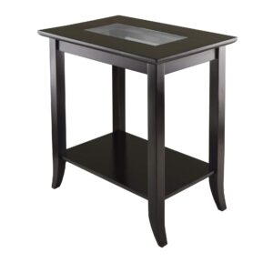 winsome genoa 25.04 x 23.94 x 16.3-inch composite wood end table with glass top, dark brown (92419)