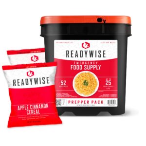 READYWISE - Prepper Pack Bucket, 52 Servings, Emergency, MRE Meal & Drink Supply, Premade, Freeze Dried Survival Food, Hiking, Adventure & Camping Essentials, Individually Packaged, 25 Year Shelf Life