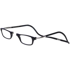 clic magnetic reading glasses (expandable), adjustable temple computer readers, original expandable, (m-xl, black, 1.75 magnification)