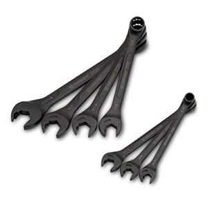 crescent 7 piece x6 black oxide spline open end ratcheting combination sae wrench set - cx6rws7