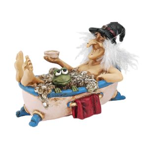 design toscano ql30604 cauldron of beauty bewitching witch halloween decor figurine statue, 5 inch, polyresin, full color