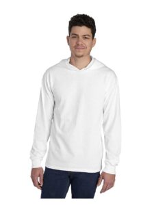 fruit of the loom - hd cotton jersey hooded t-shirt - 4930lsh - xl - white