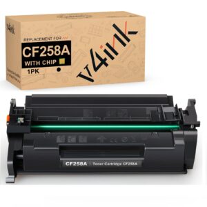 v4ink with chip 58a compatible toner cartridge replacement for hp 58a cf258a 58x cf258x for hp pro m404n m404dn m404dw mfp m428fdw m428fdn m404 m428 enterprise m430f m406dn printer (black, 1-pack)