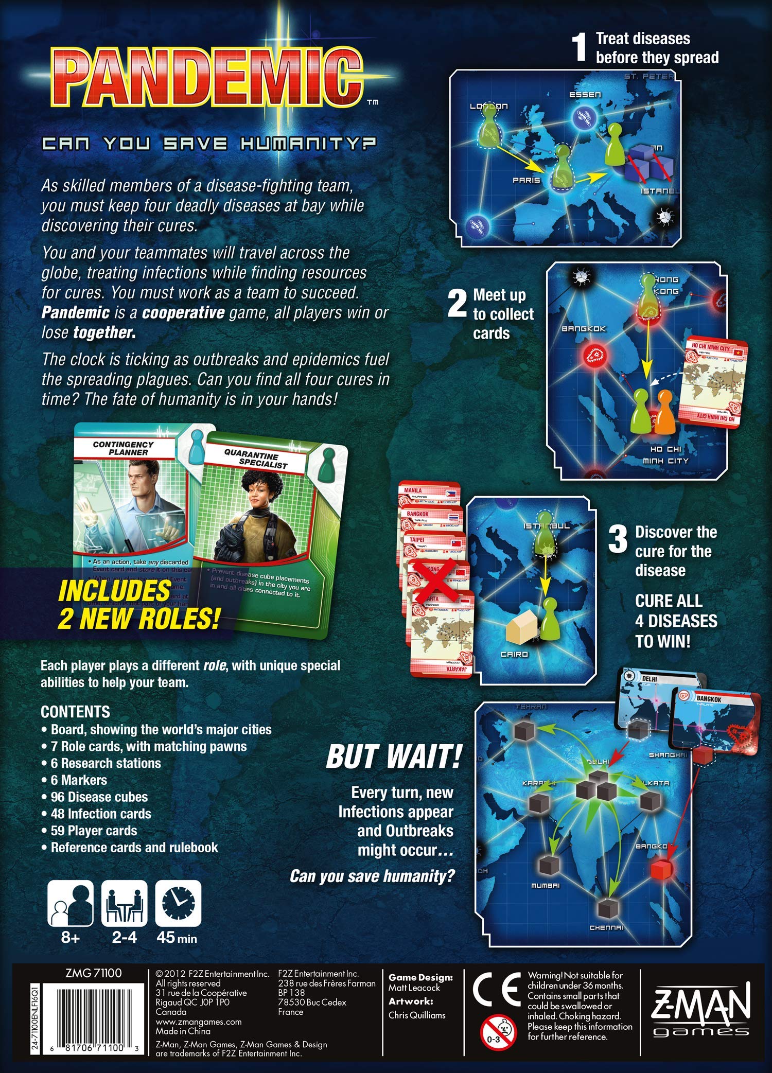 Pandemic Board Game (Base Game) | Cooperative Board Game for Adults and Family | Ages 8+ | 2 to 4 players | Average Playtime 45 minutes | Made by Z-Man Games