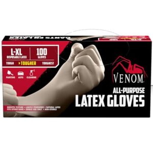 Medline Venom Powdered Latex Multi-Purpose Disposable Gloves, One-Size, 100 Count