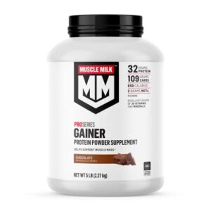 muscle milk gainer protein powder, chocolate, 32g protein, 5 pound