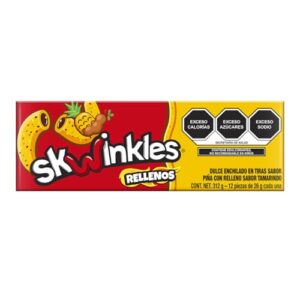 Lucas Skwinkles Pineapple - Tamarind Filled Flavored Sweet & Sour Candy Strips, 0.92oz - 12 Pieces for Treats, Fruit, Parties, Piñatas