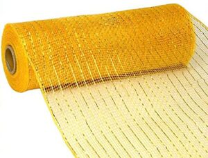 10 inch x 30 feet deco poly mesh ribbon (metallic gold with gold foil) : re130153