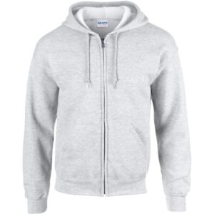 gildan heavy blend unisex adult full zip hooded sweatshirt top (xl) (ash)