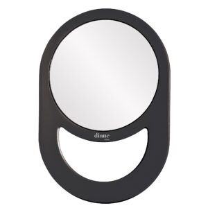 diane professional quality hand mirror – hand held mirror with handle, single sided vanity makeup mirror for women, men, salon, barber, shaving, and travel, medium 7.5" x 11" in black